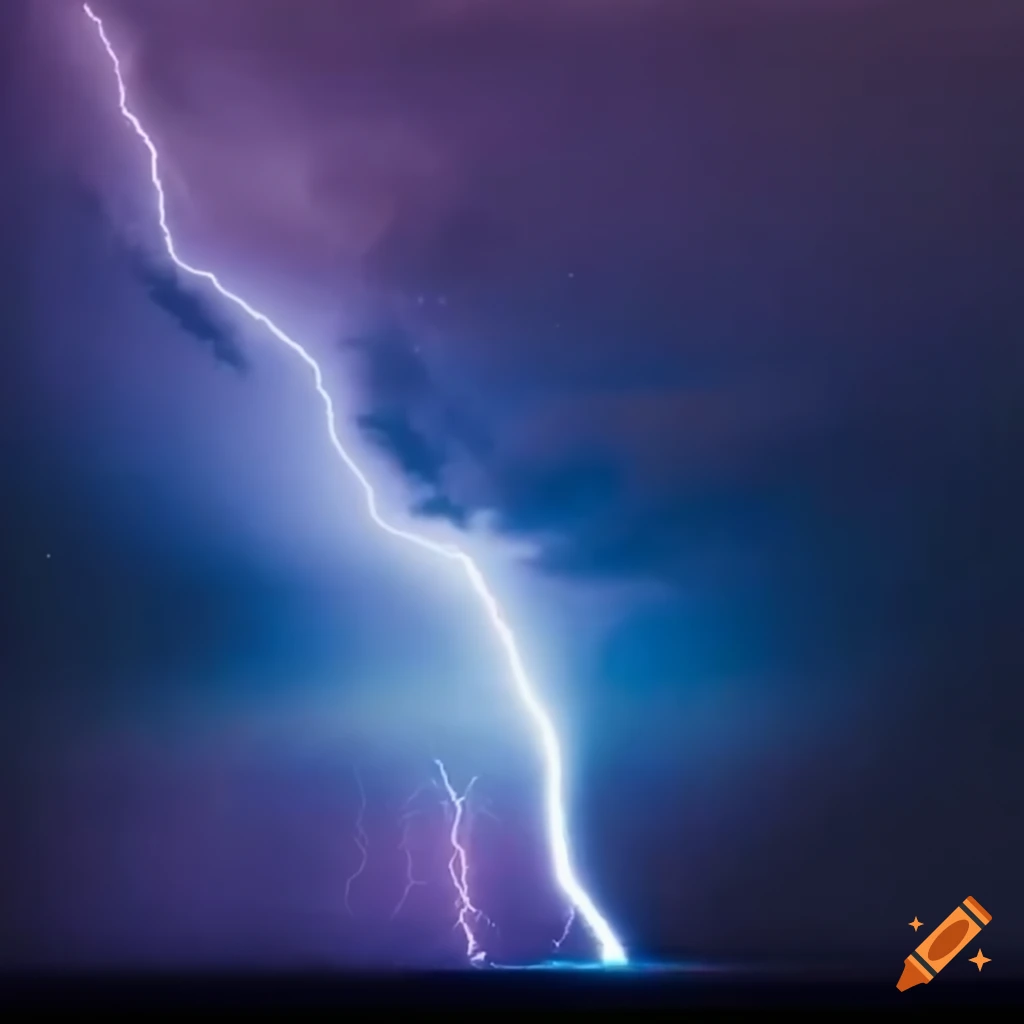 Dramatic thunderstorm with forked lightning in the night sky on Craiyon