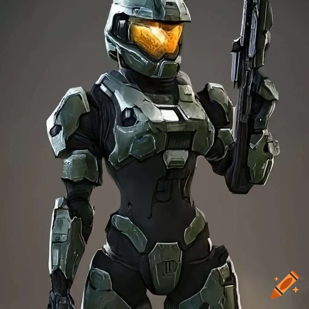 Female Halo Spartan in black armor on Craiyon