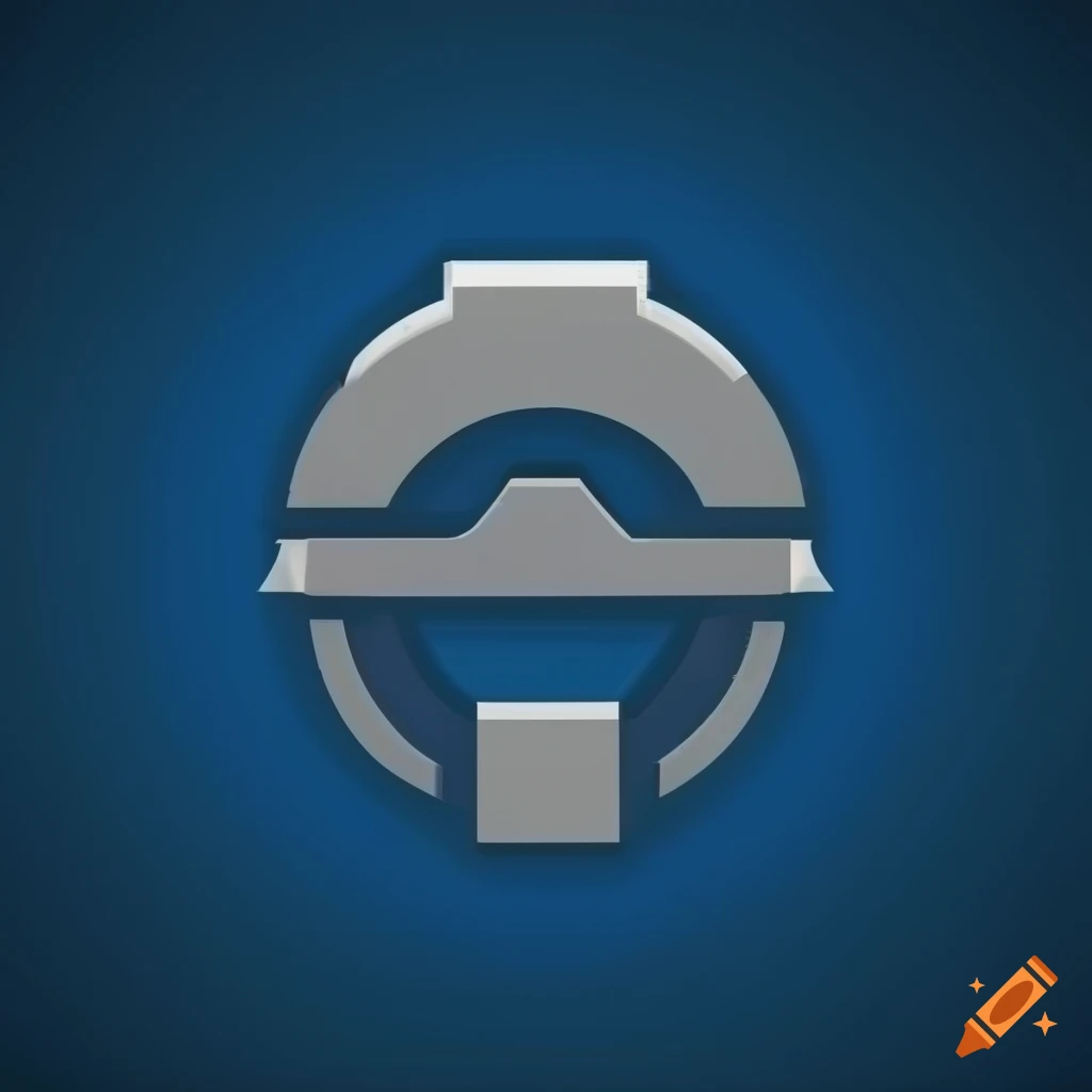 Dark gray engineer's logo on blue background on Craiyon