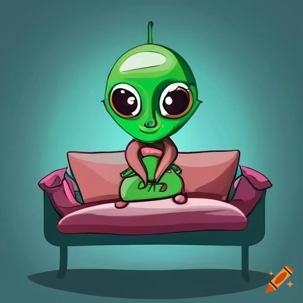 Cute alien with sofa on Craiyon