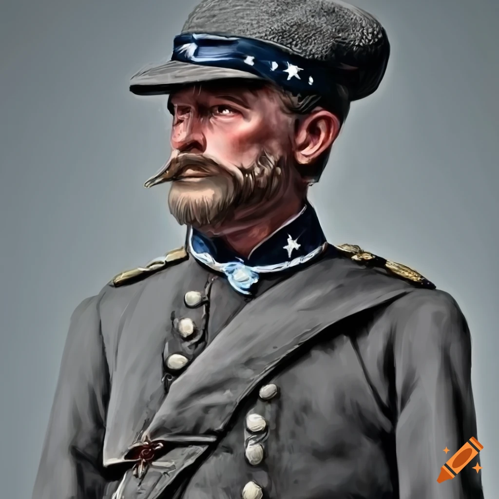 Confederate officer in 1862 wearing a gray uniform with blue accents ...