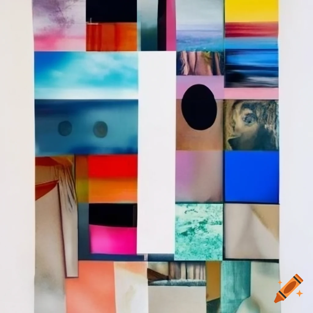 Collage of visual art elements including shape, form, space, color ...