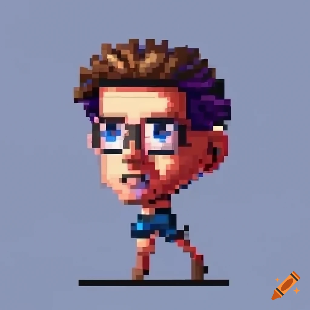 Pixel art sprite inspired by sam bankman-fried on Craiyon