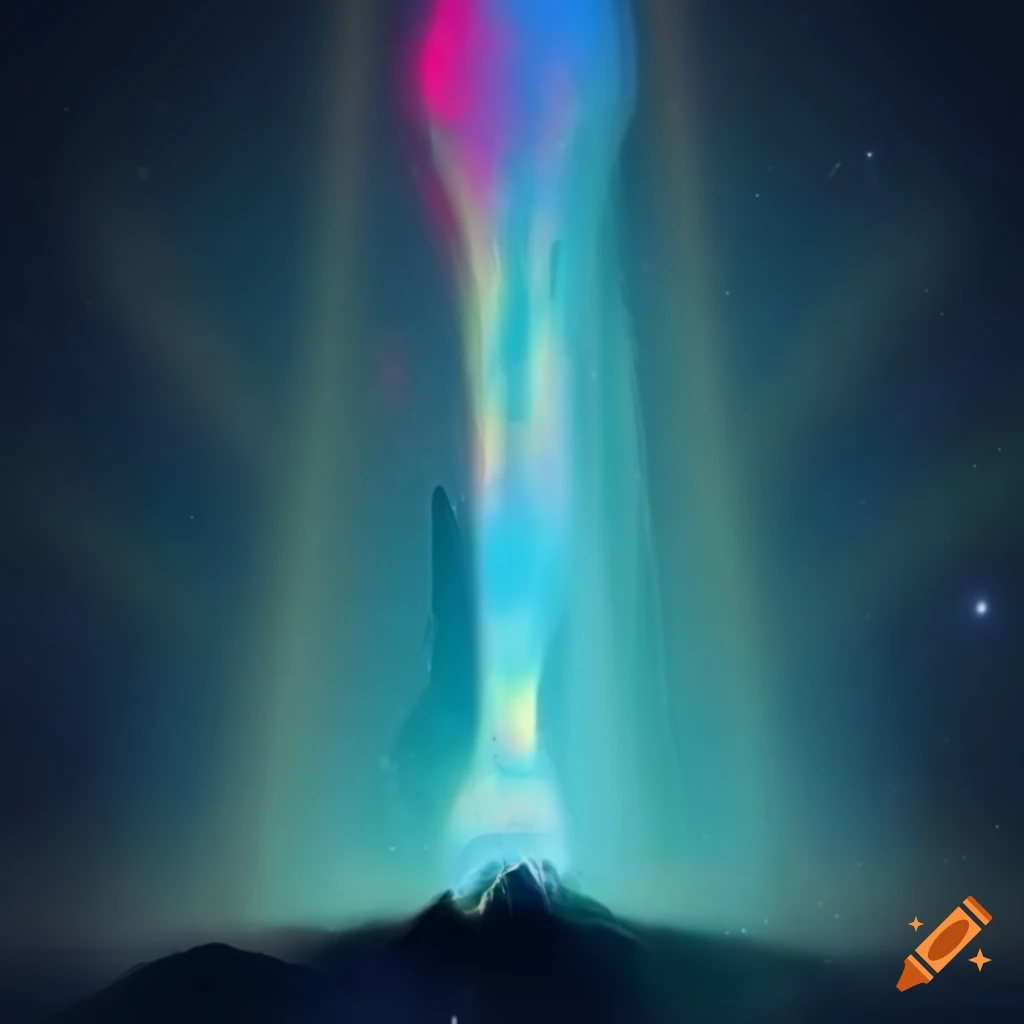 Futuristic landscape with towering buildings under a starry sky and a ...