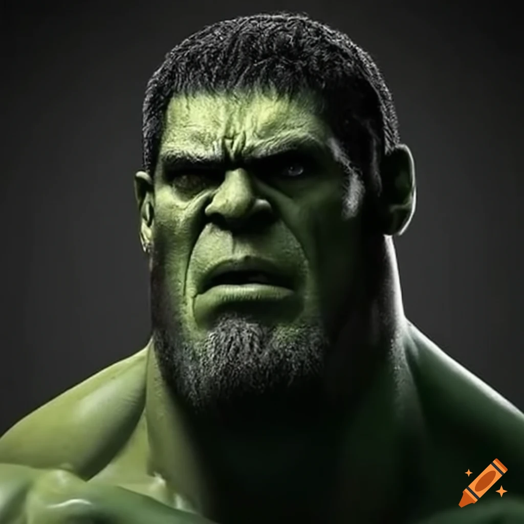 Muscular man resembling the hulk on Craiyon