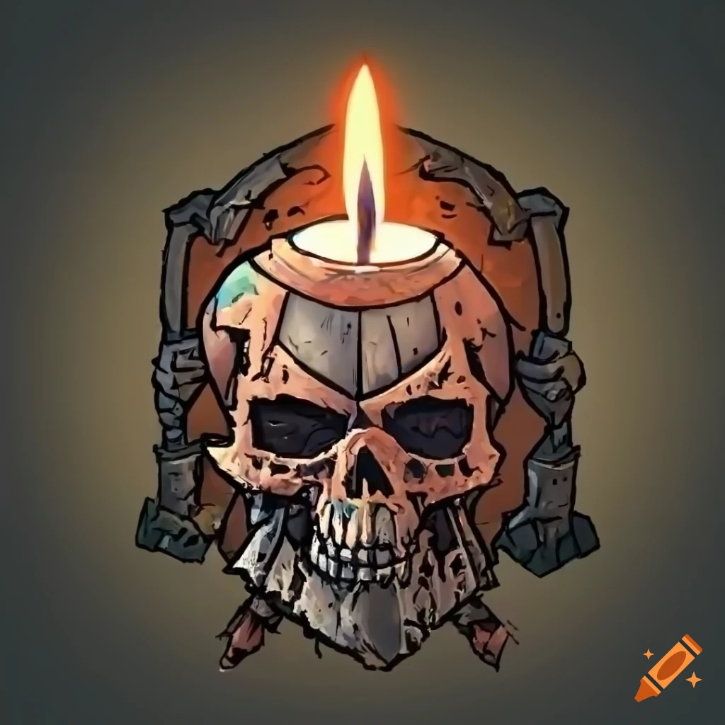 Crystal skull candle artifact inspired by darkest dungeon style on Craiyon