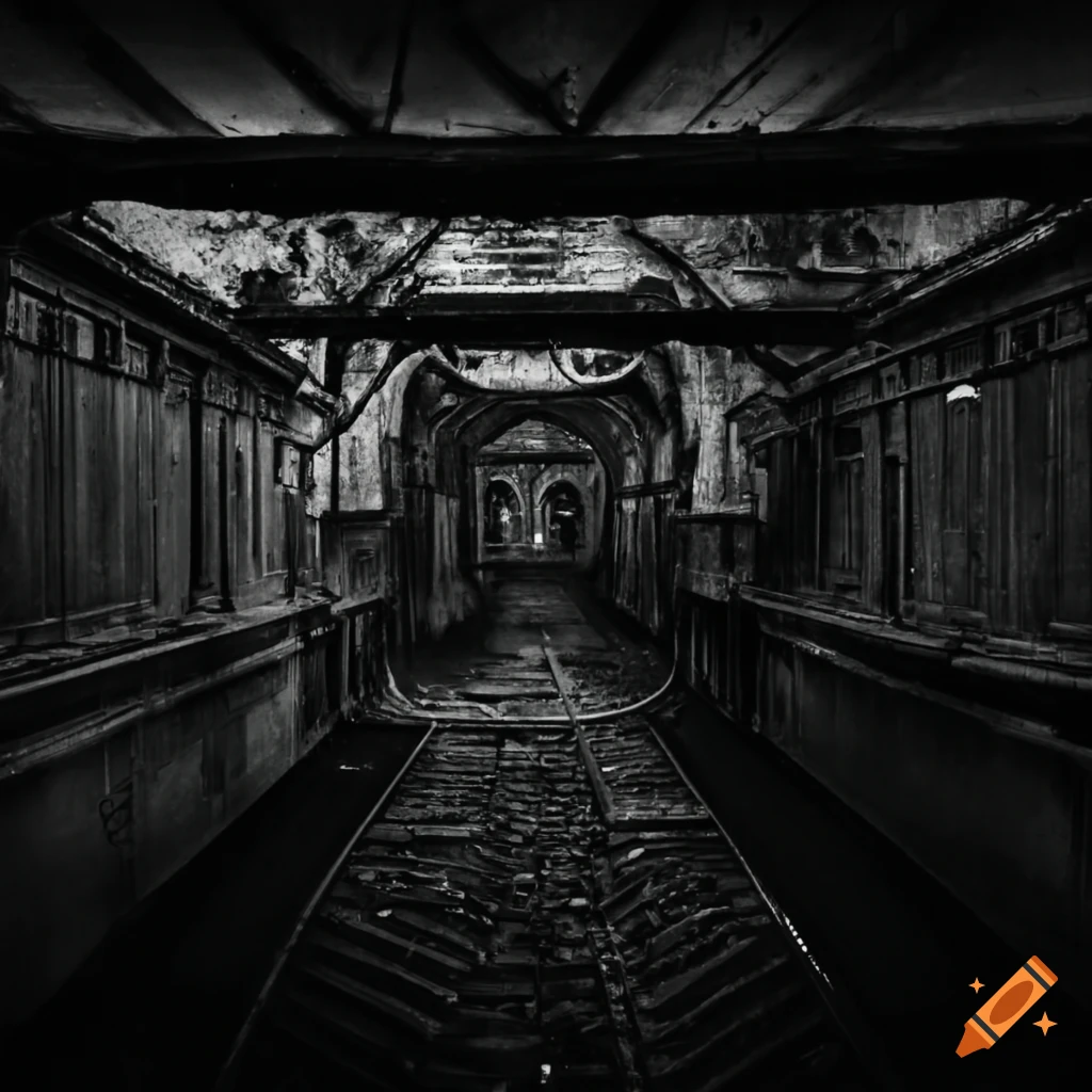 Desolate underground railway station on Craiyon