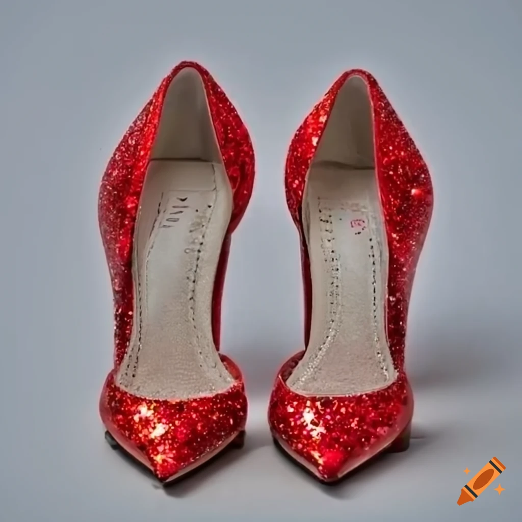 Red high heel shoe with glitter on a white background on Craiyon