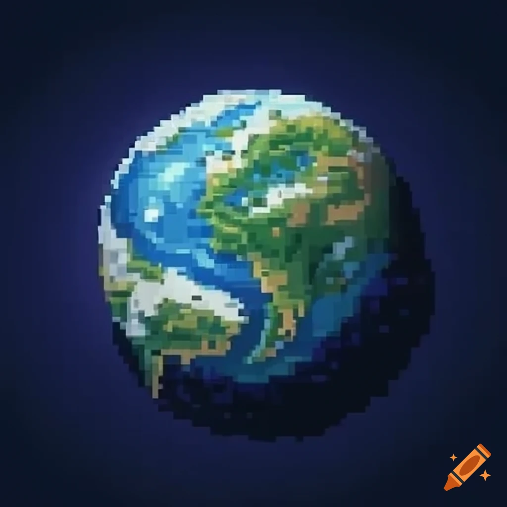 Detailed pixel art of a prehistoric earth on Craiyon