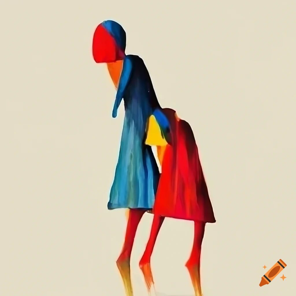 Abstract painting of people on stilts on Craiyon