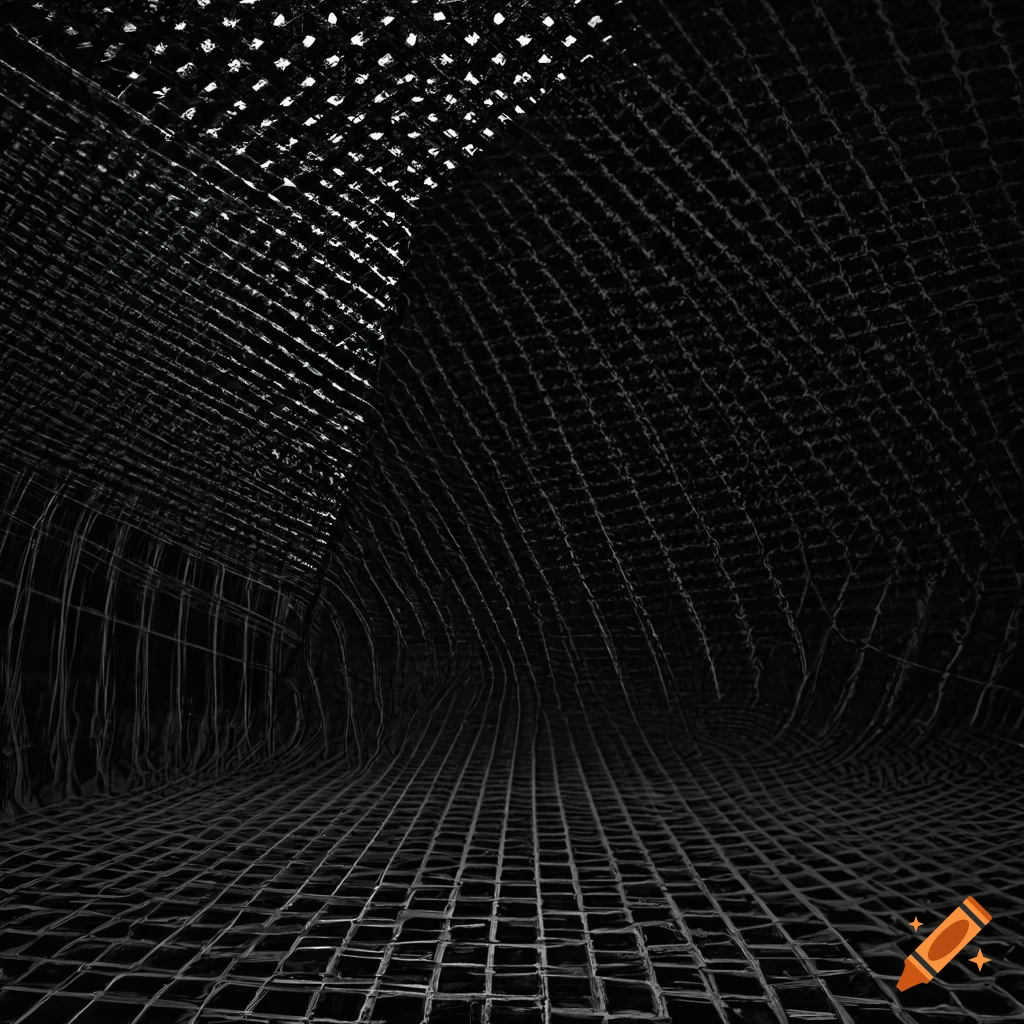 Black and white abstract grid room in 320x320 size on Craiyon