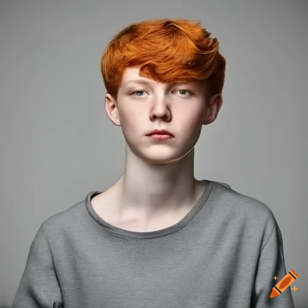 Young man from England with attractive ginger hair and slim muscular ...