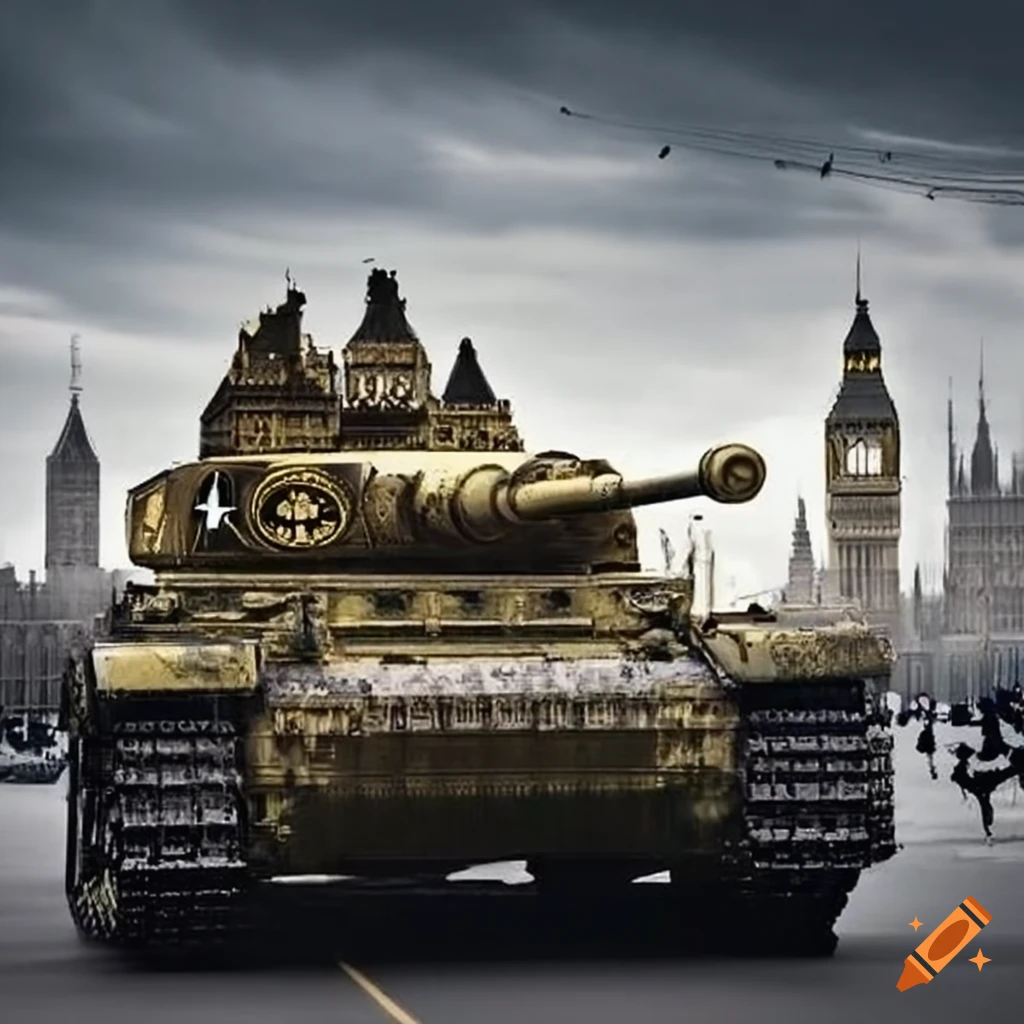 Destroyed panzer iii tank with big ben in the background on Craiyon