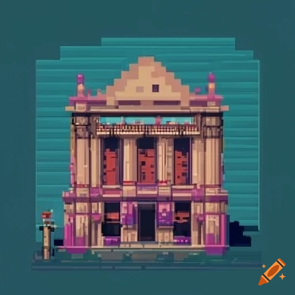 Pixel art of a museum on Craiyon