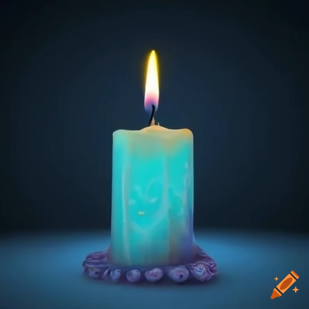 Candle with flowing psychedelic wax and glowing effects in 4k resolution under the moon on Craiyon