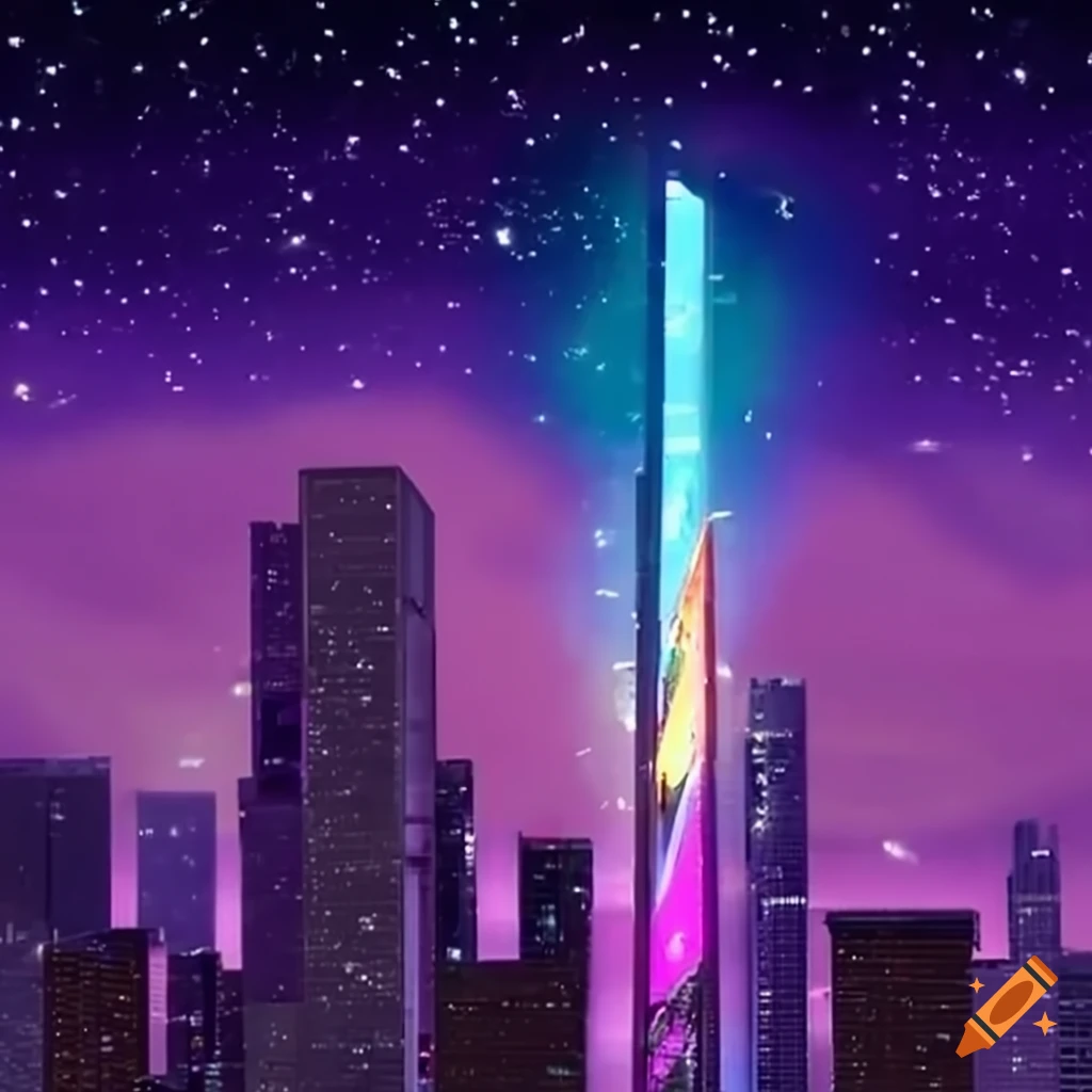 Figure in neo-tech city with skyscrapers and holographic billboards on ...