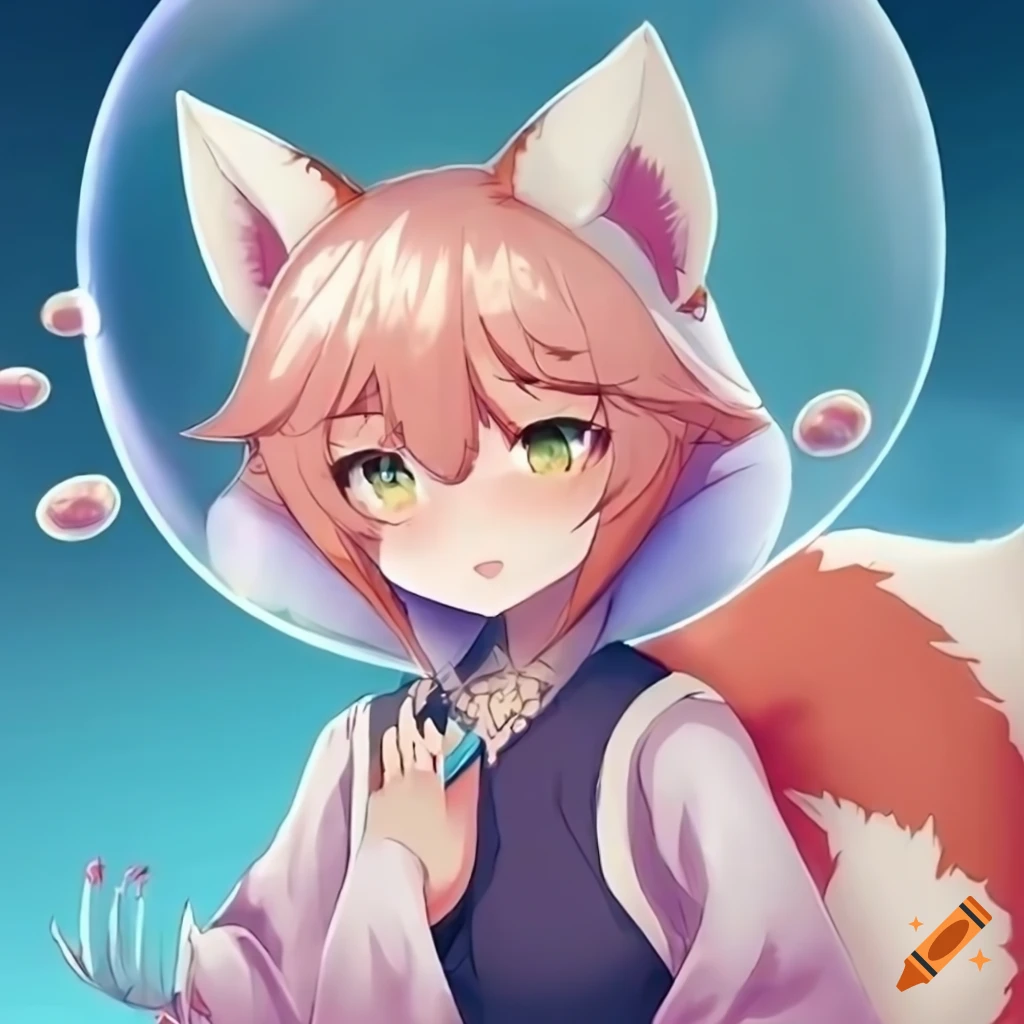 Anime fox girl inside a bubble on Craiyon