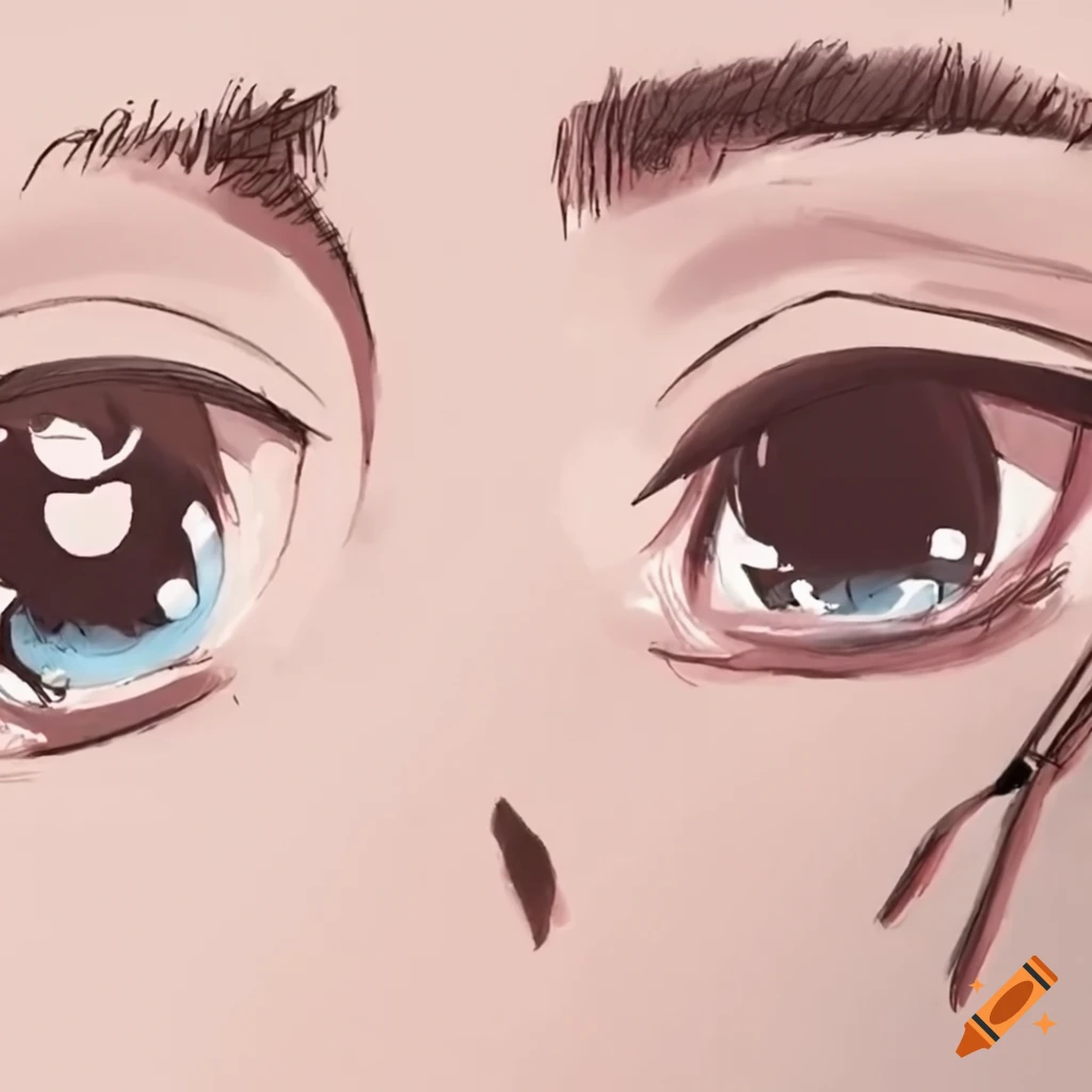 Sketch of eye with tear streaming down on Craiyon