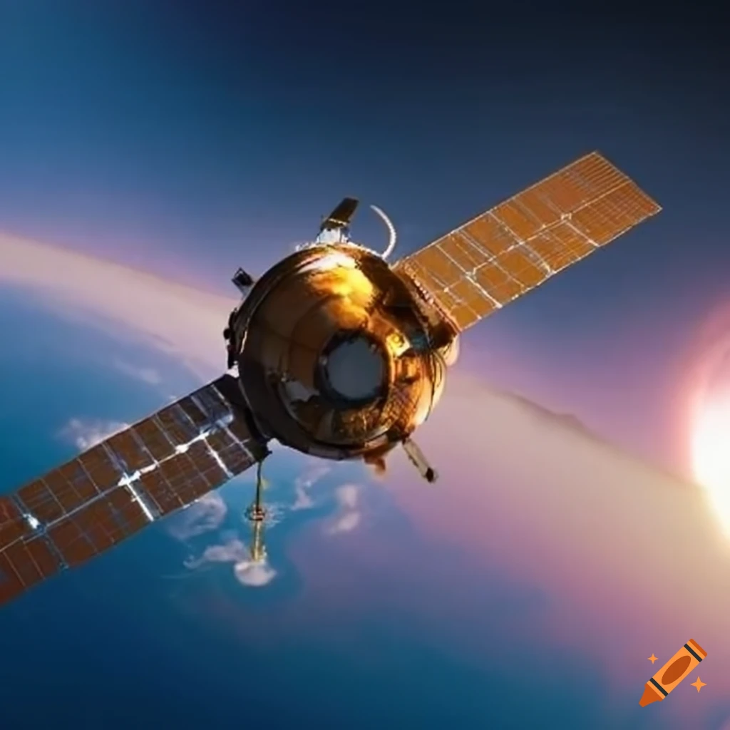 Russian sputnik 1 satellite in space on Craiyon