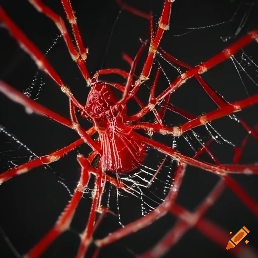 Red spider on a web on Craiyon