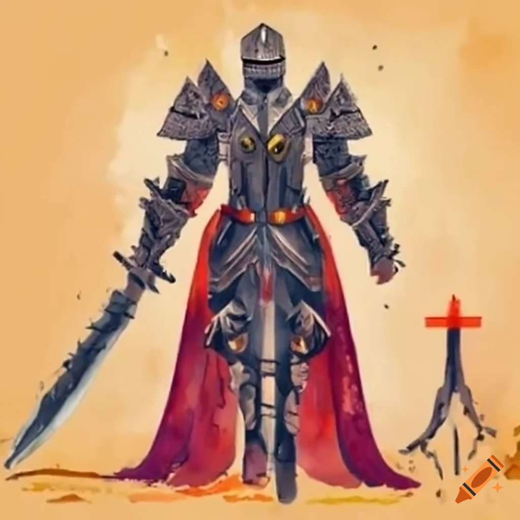 Brave knight in shining armor standing tall and proud on Craiyon