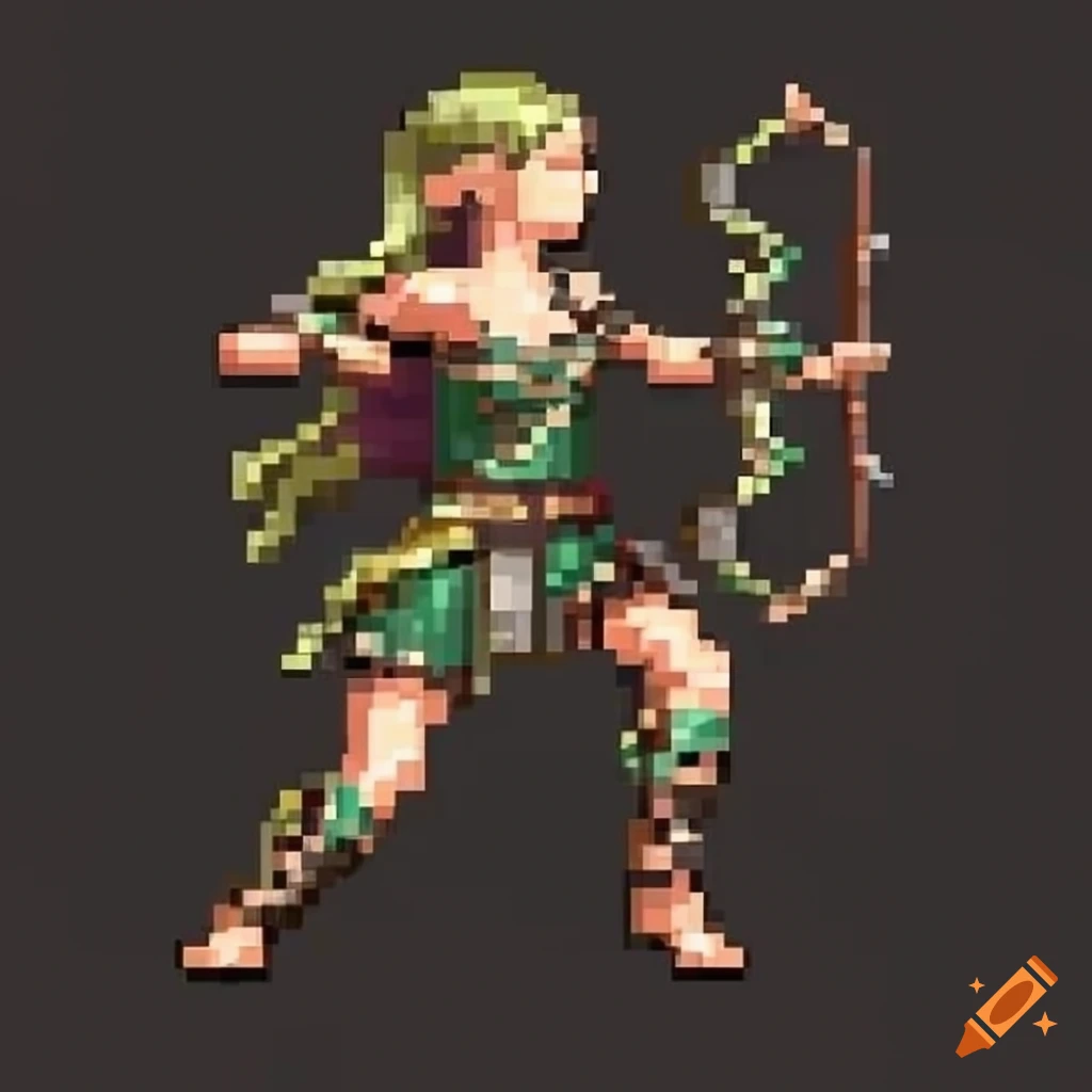 Highly detailed pixel art of a realistic elf archer similar to final ...