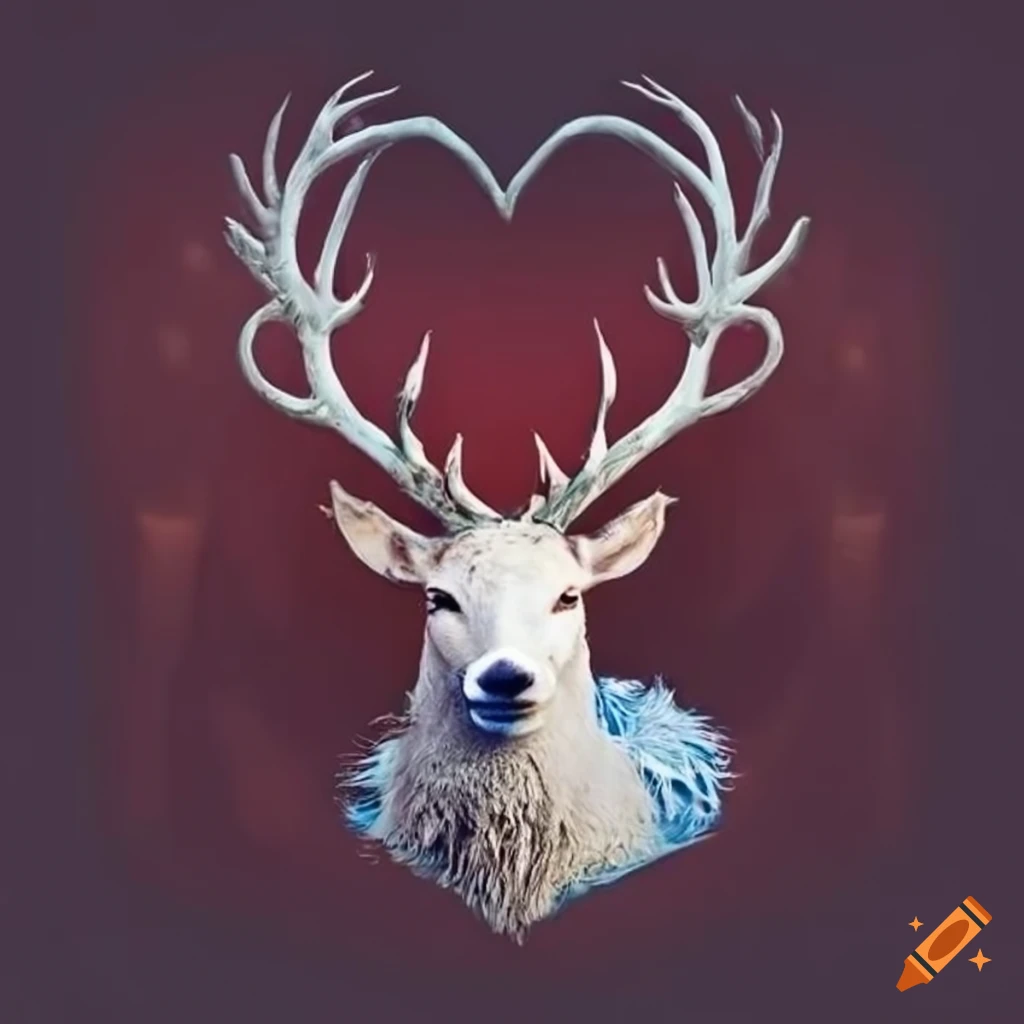 White stag in a heart shape on Craiyon