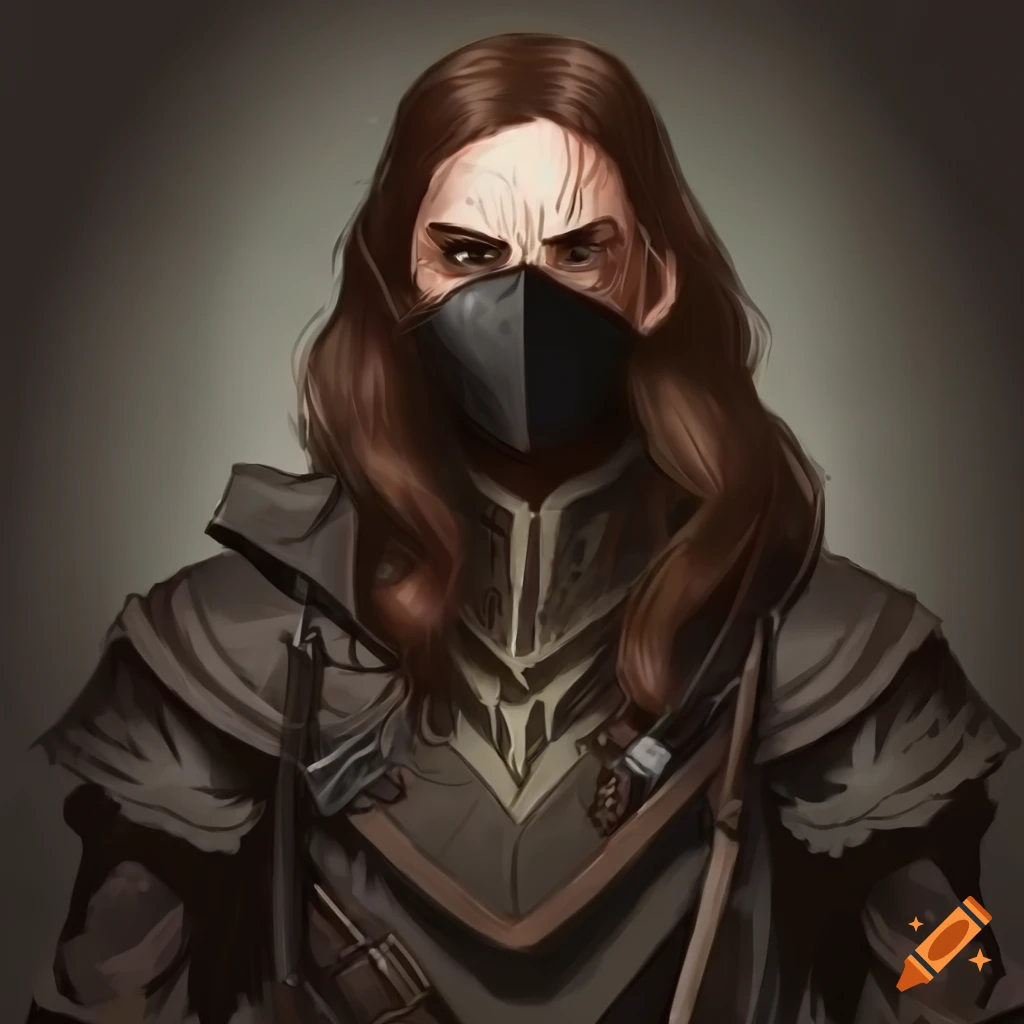 Male rogue DND character with long hair and black mask on Craiyon