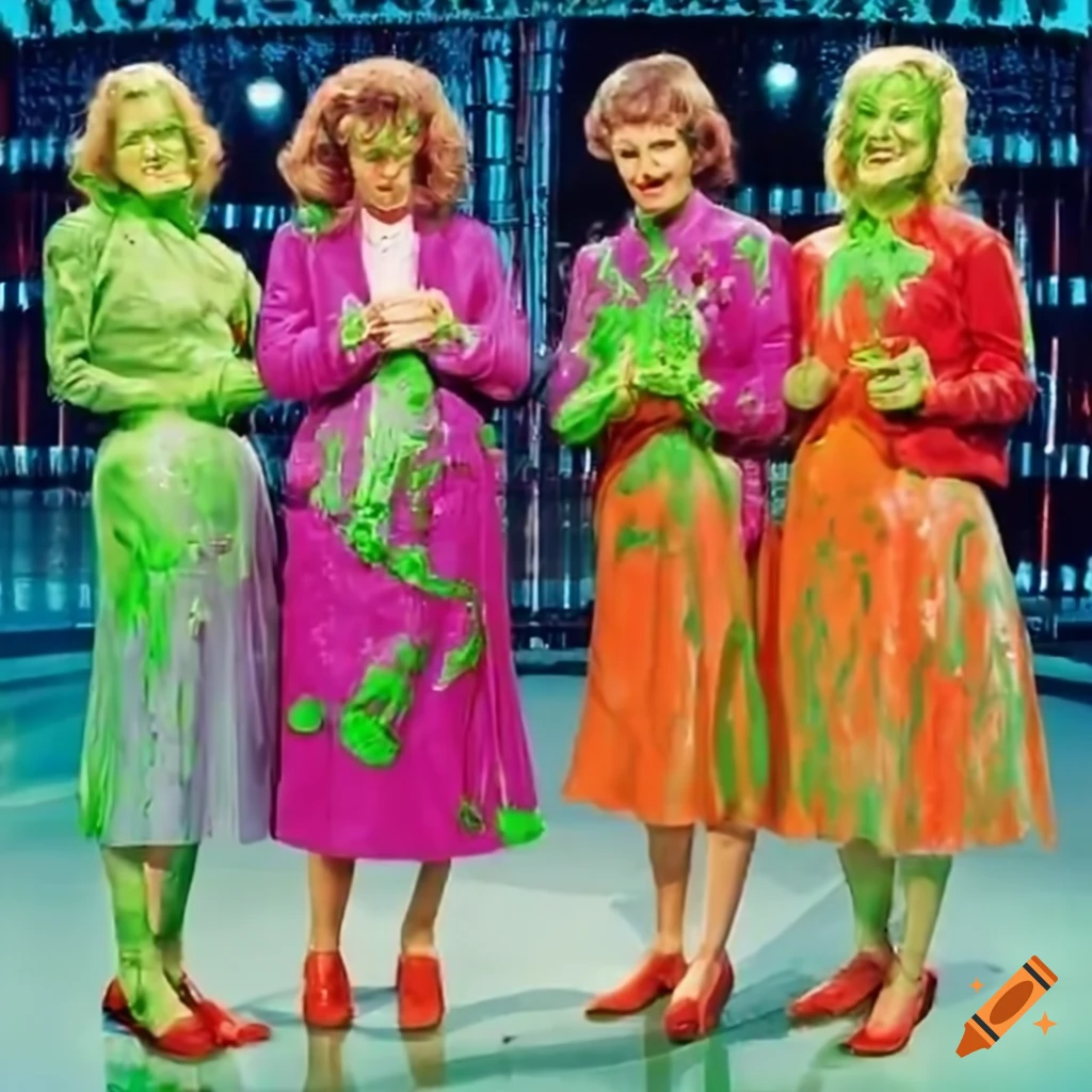 Three Female Teachers Covered In Slime On A 1983 Television Game Show