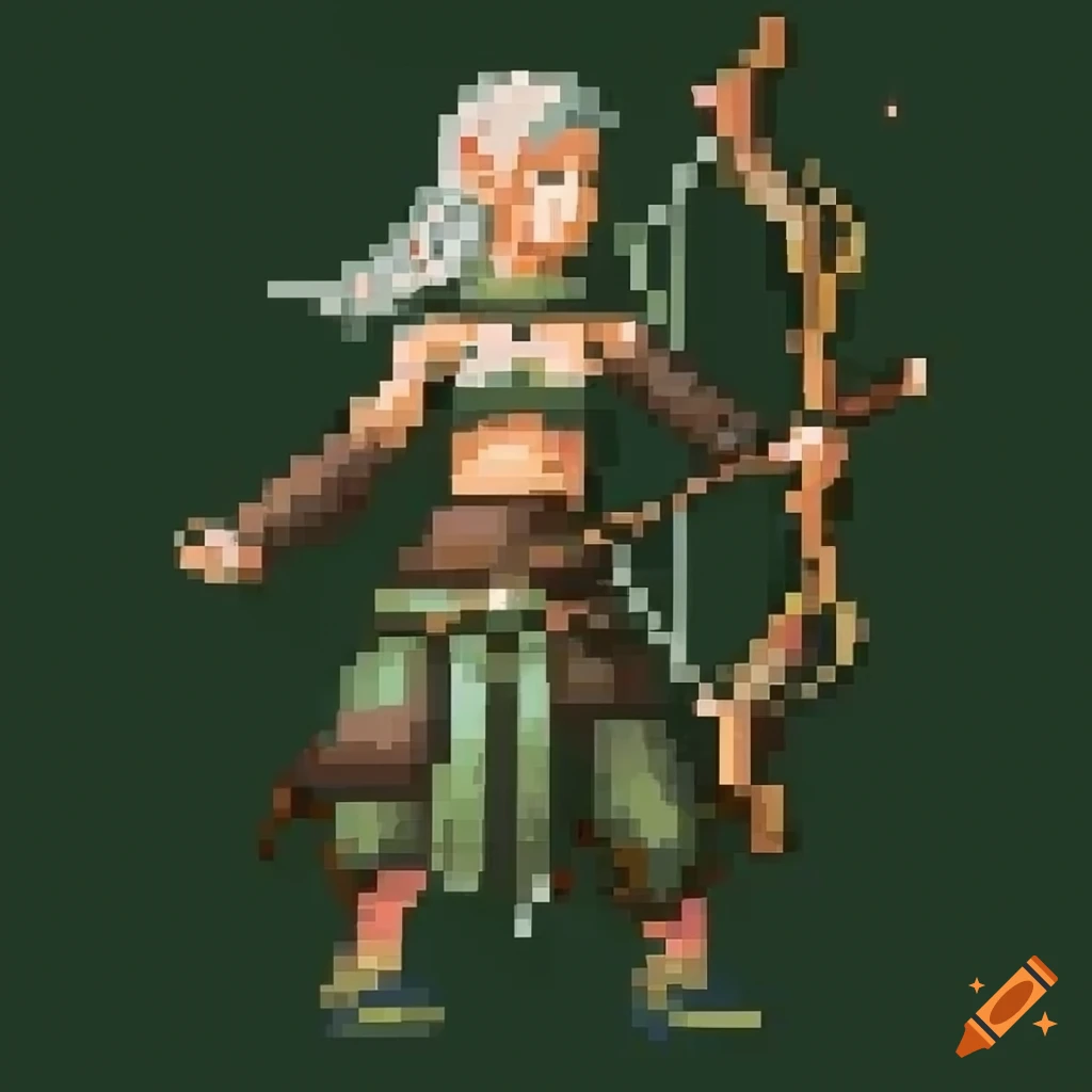 Highly detailed pixel art elf archer similar to final fantasy on Craiyon