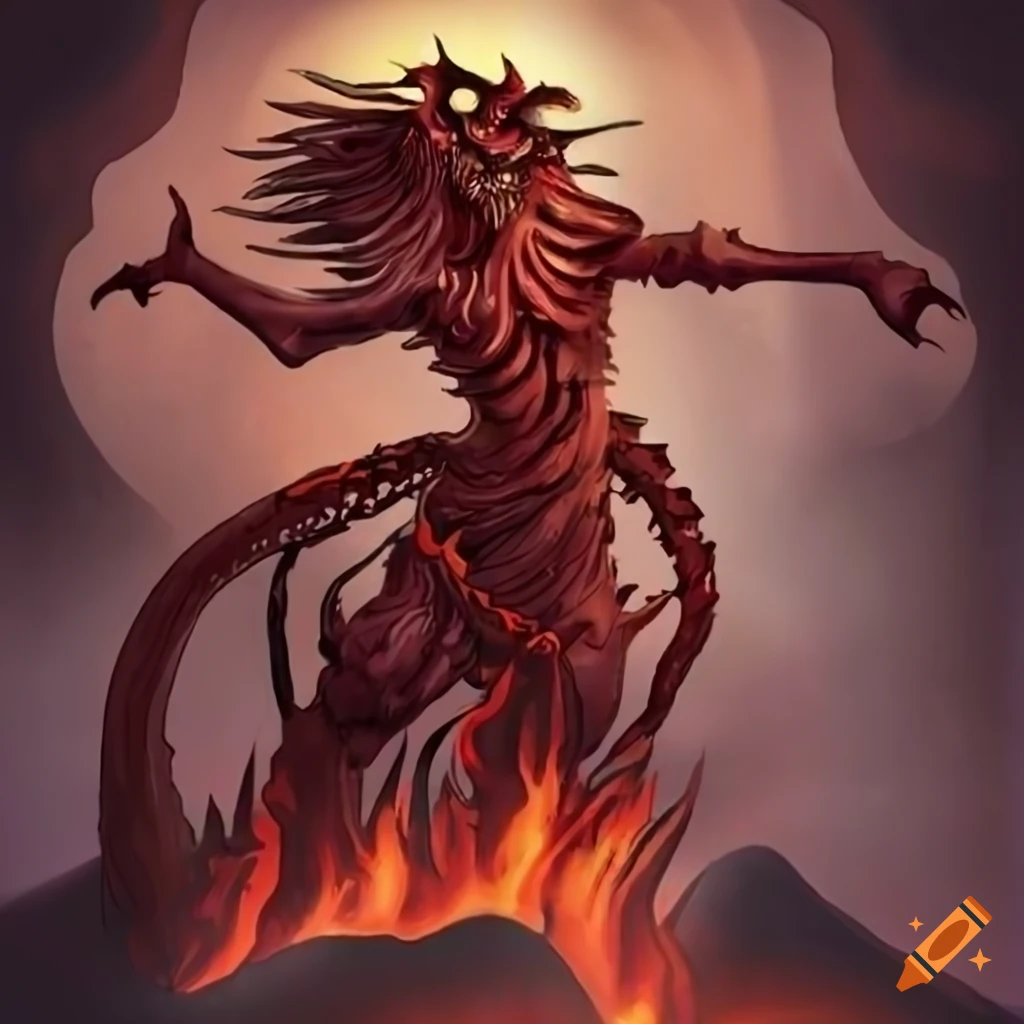 Trading card style fire demon artwork on Craiyon