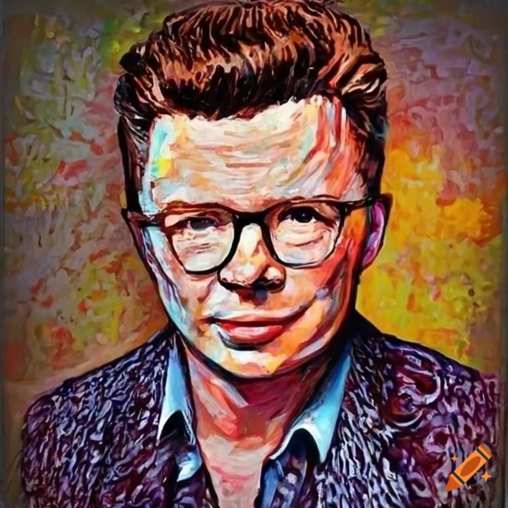 Rick Astley portrait in Van Gogh style with swirling colors and ...