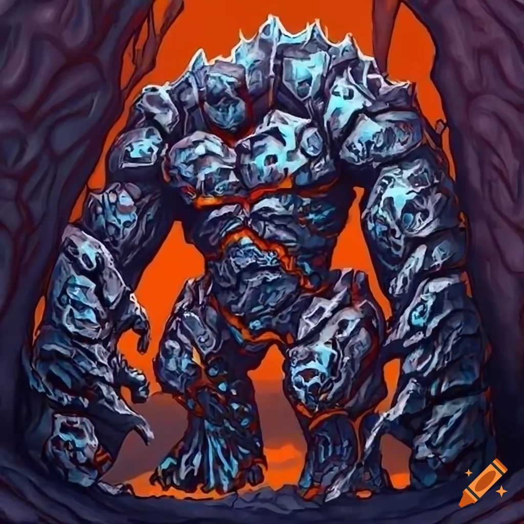 Obsidian lava golem creature on Craiyon