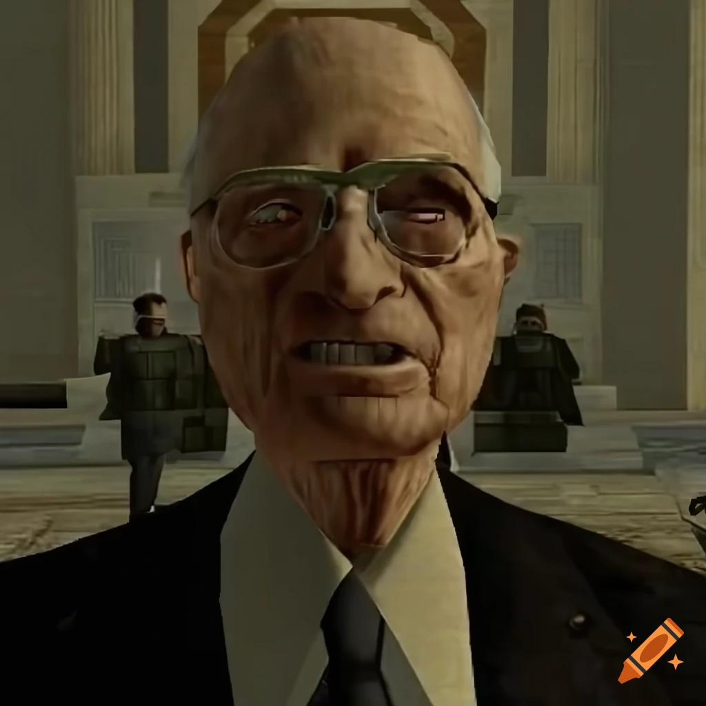 President harry s. truman npc in half-life game on Craiyon