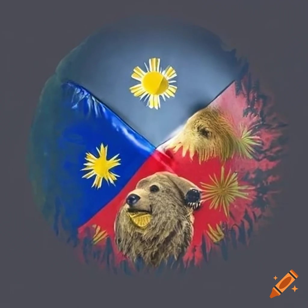 Sun and stars above the bear in this flag mashup on Craiyon