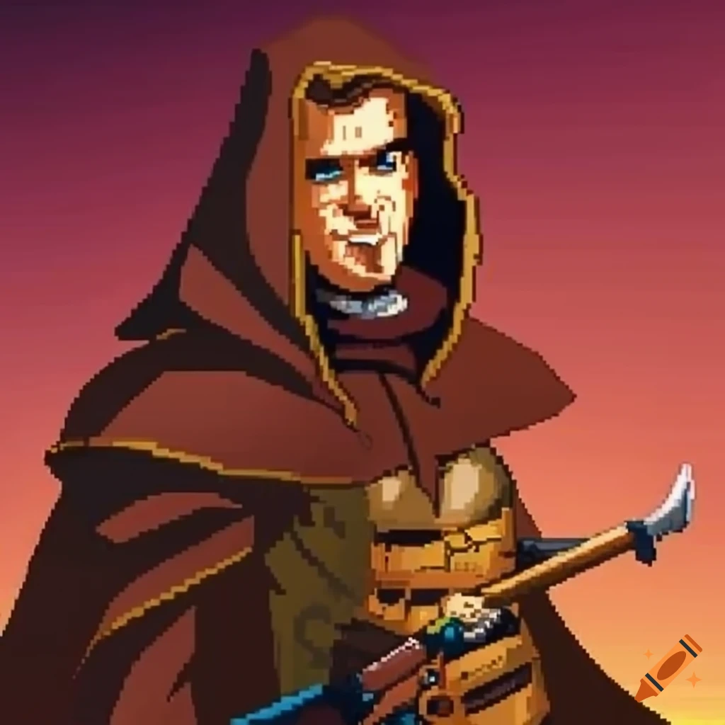 Cartoon art of a handsome male rogue in leather armor and cloak from a ...