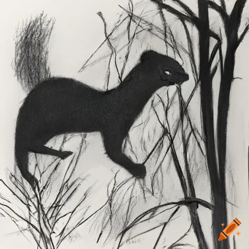 Shadow of a weasel running through bushes on a gloomy night in black ...