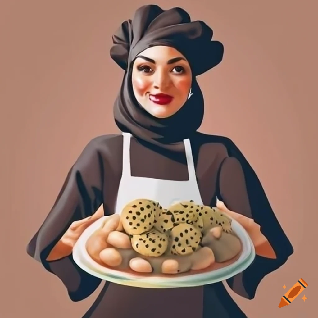 Female moroccan chef wearing hijab on Craiyon