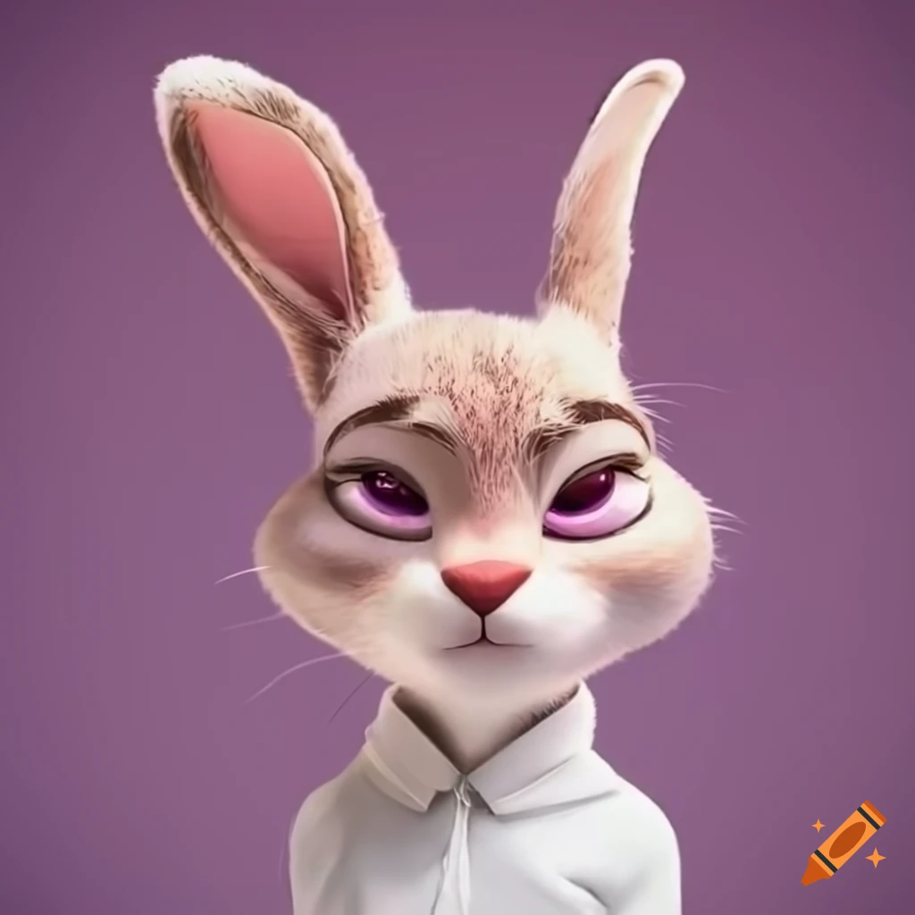 Closed eyes female rabbit resembling a zootopia character on Craiyon