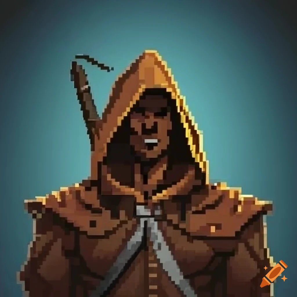 Male rogue in leather armor and a cloak in 1990s adventure video game ...