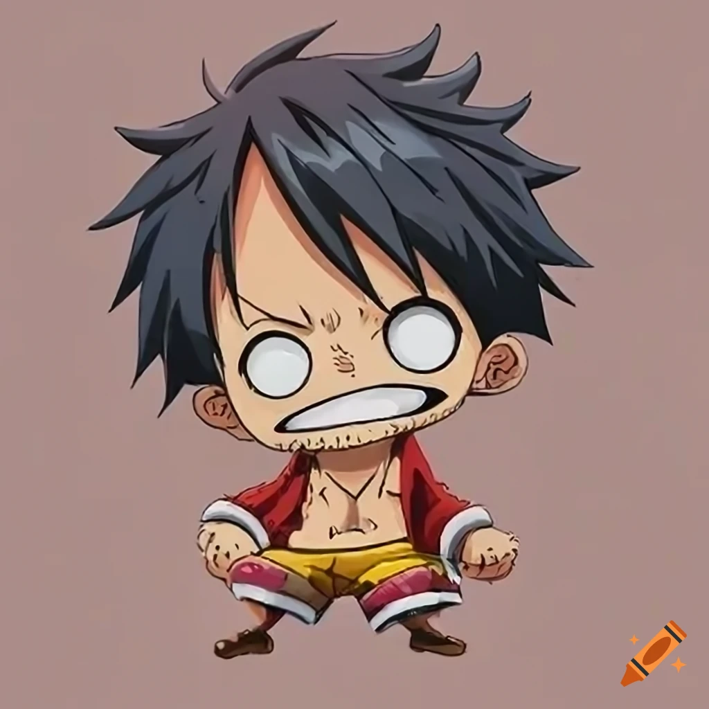 Serious chibi luffy with big eyes on Craiyon