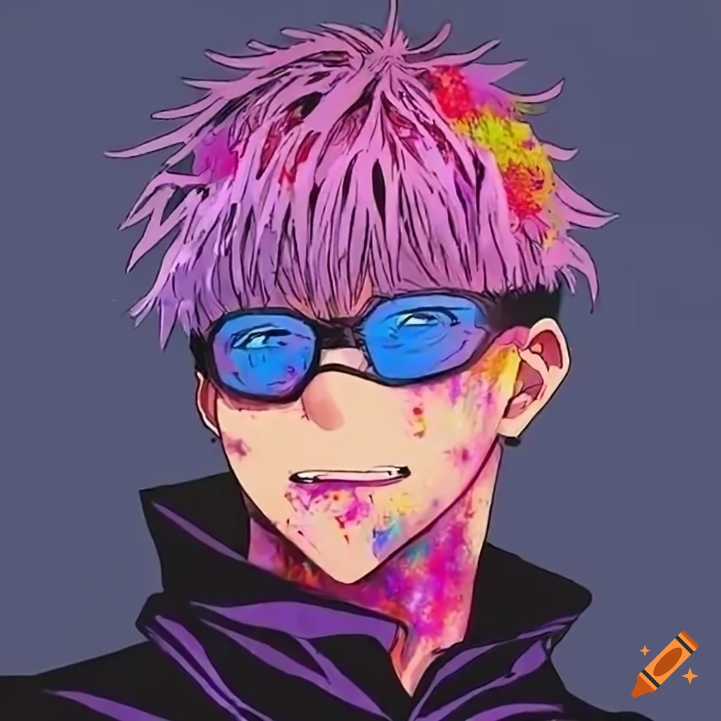 Satoru gojo celebrating holi festival on Craiyon