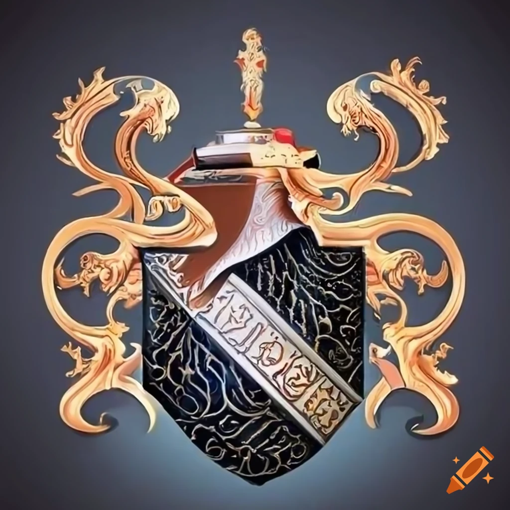 Heraldic coat of arms with infinity symbol design on Craiyon