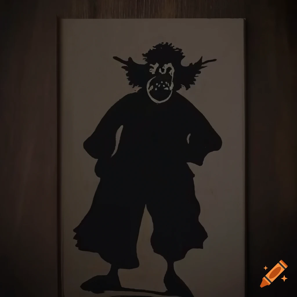 Scary clown silhouette in a linocut style on Craiyon