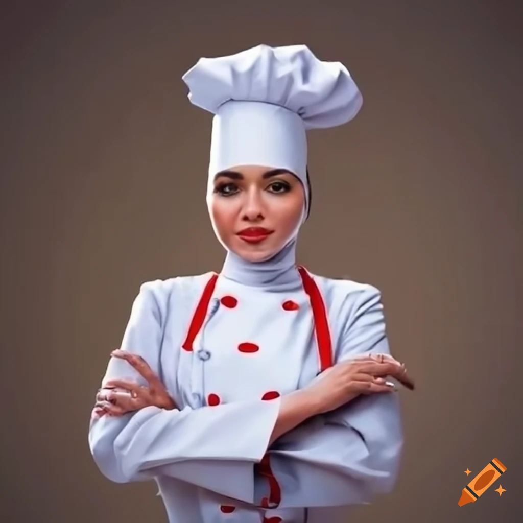 Female chef in moroccan attire wearing hijab on Craiyon