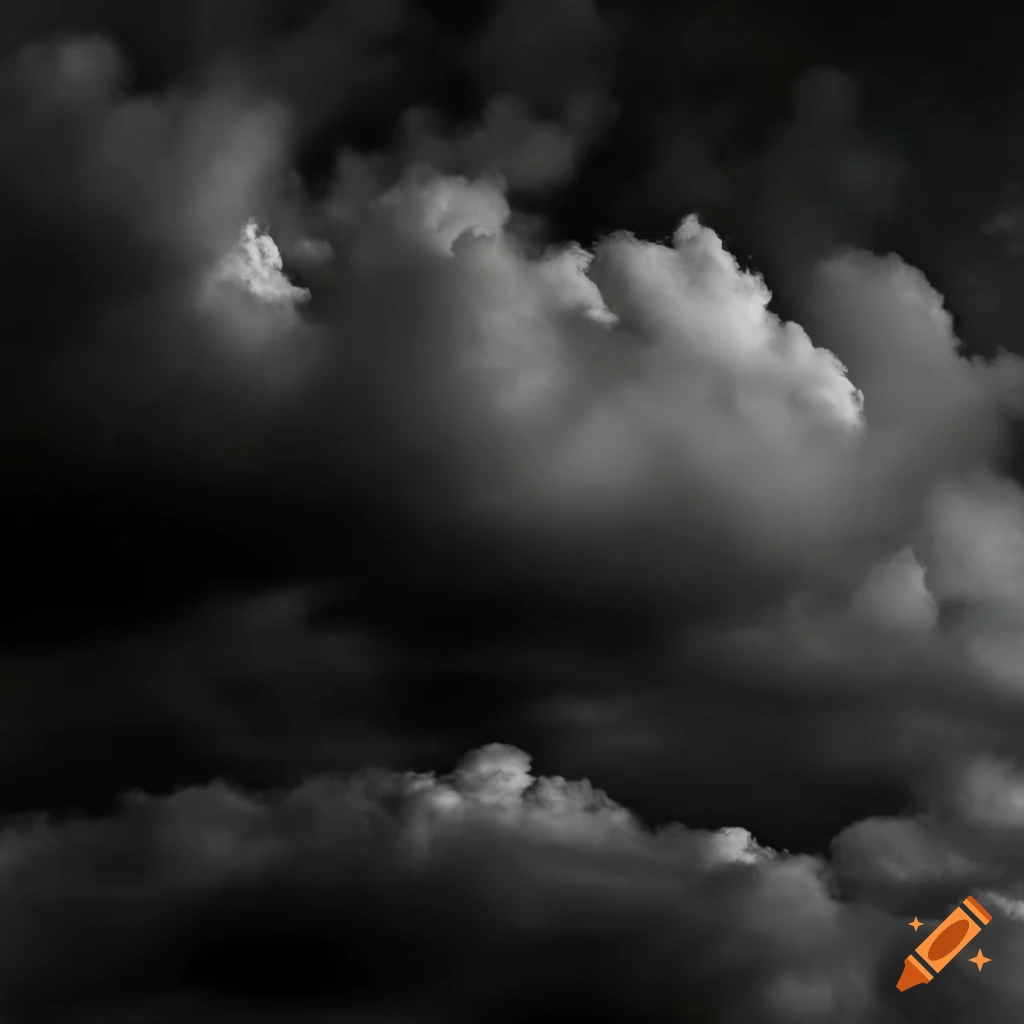 Cloud art in black, gray, and white colors on Craiyon