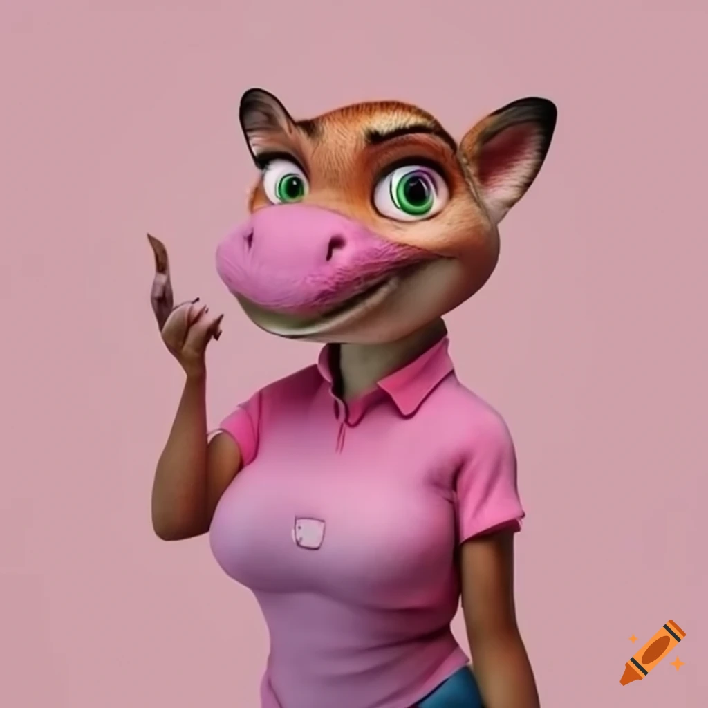 Zootopia hippopotamus in pink shirt on Craiyon