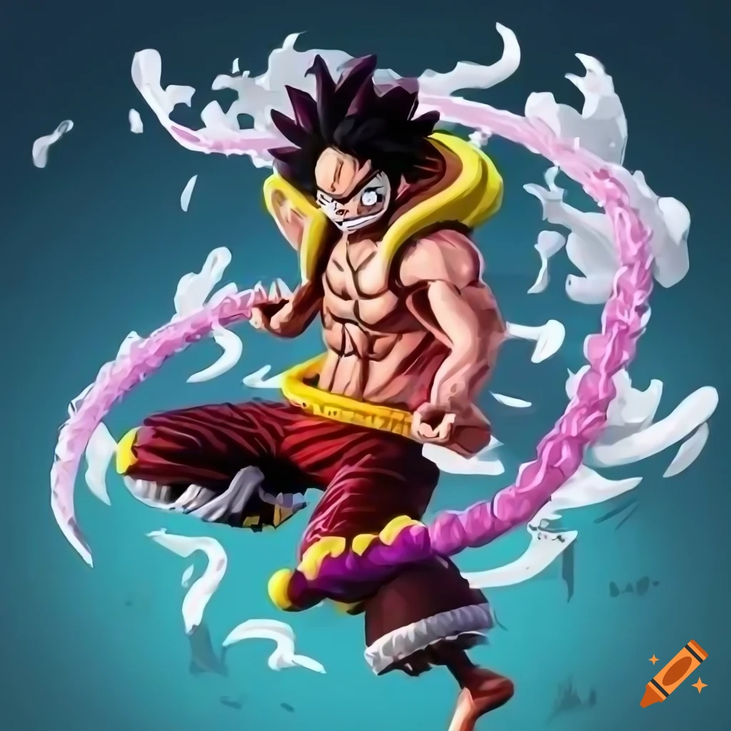 Illustration of Monkey D. Luffy in Gear 6 pose from One Piece on Craiyon