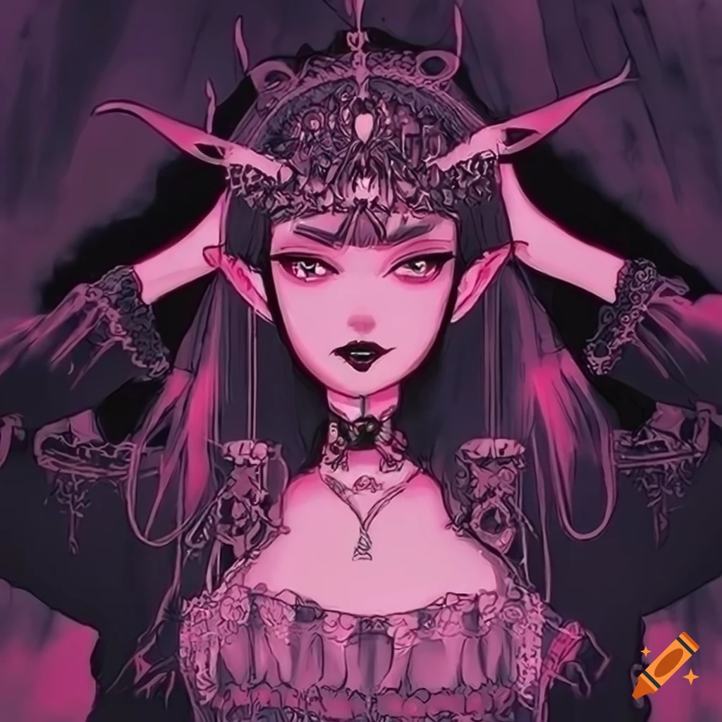 Retro anime goth elf with a unique aesthetic on Craiyon
