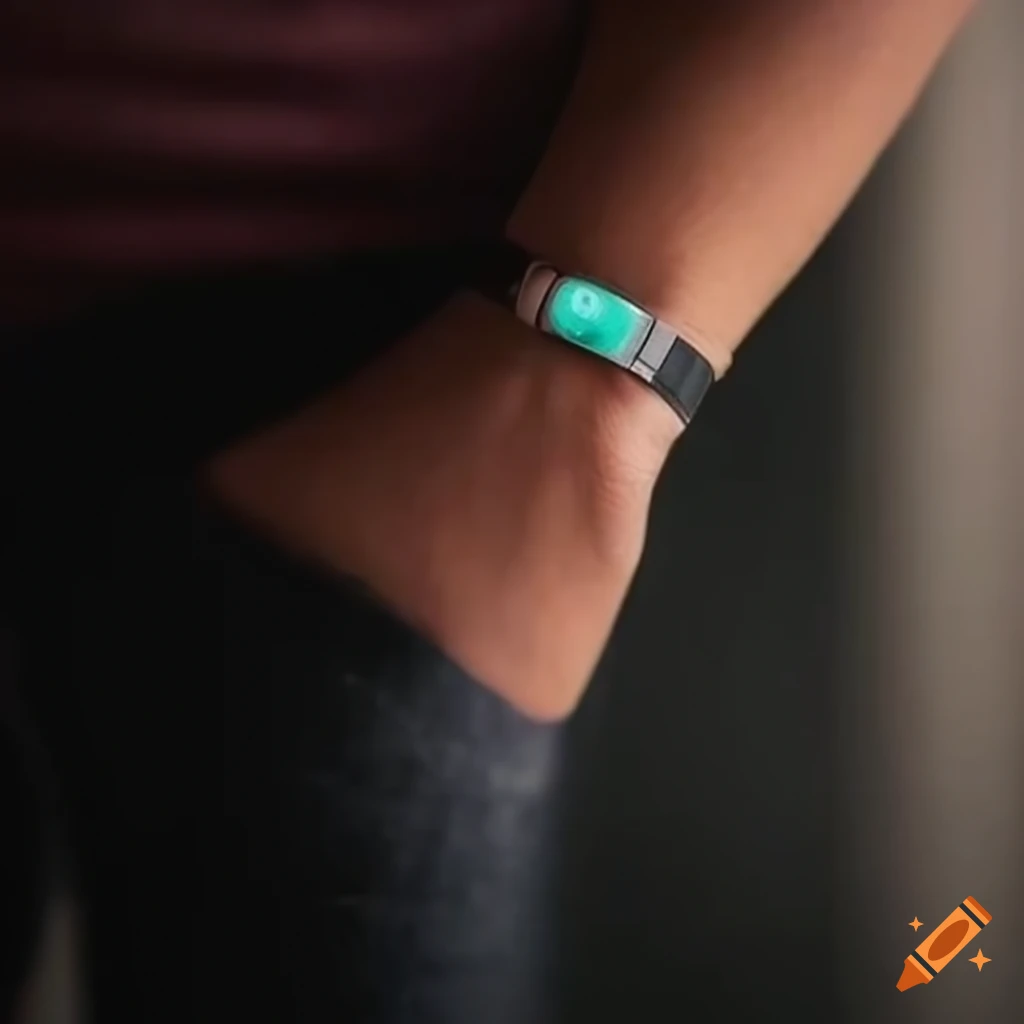 Wristband with unobtrusive screen on trendy person's wrist on Craiyon
